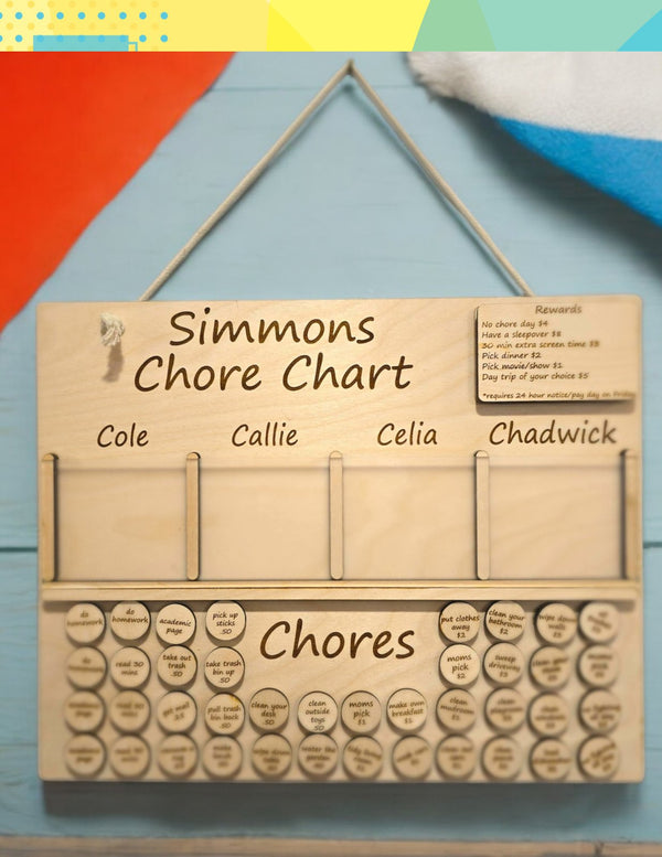 Family Chore Chart SVG - Jones Laser Craft Digital Download